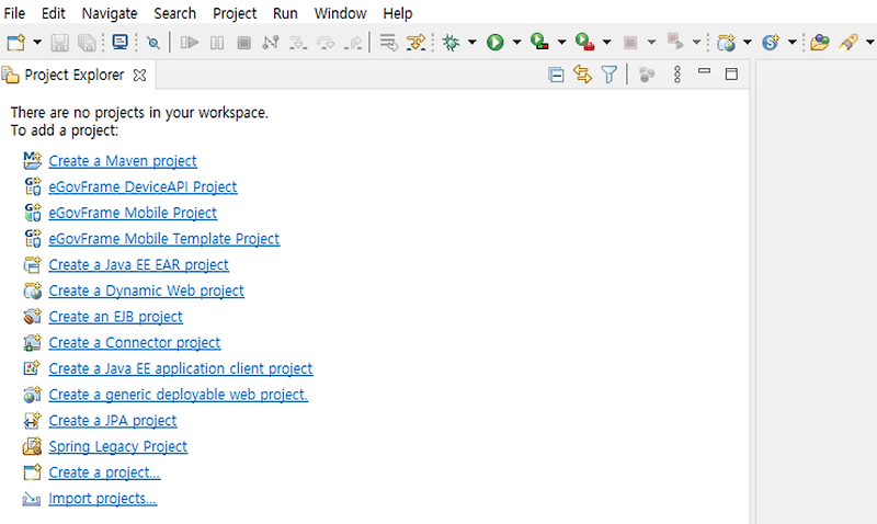 [Eclipse] - eGovFrame Web Project 생성하는 방법