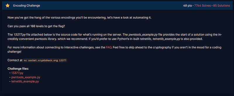 [CryptoHack] Encoding Challenge — 6R33N