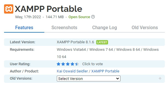 XAMPP Portable 무료 다운로드
