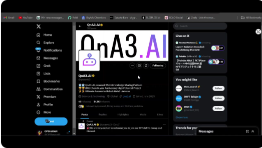 QnA3 AI 바이낸스 지원 무료 에어드랍 || Qna3 AI 에어드랍