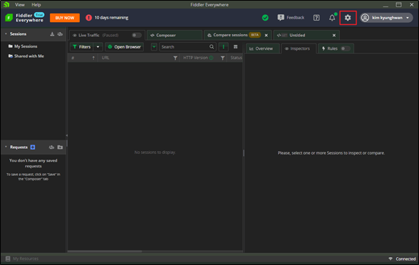 피들러(Fiddler Everywhere), Burp Suite 연동 — Gom_Po