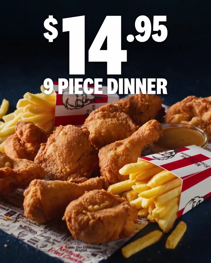 KFC – $14.95 9 Piece Dinner with 2 Regular Chips & Gravy via App ...