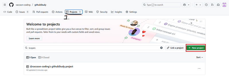[Git & GitHub] GitHub Project 및 Issue 사용법 :: Code and Crescendo raccoon