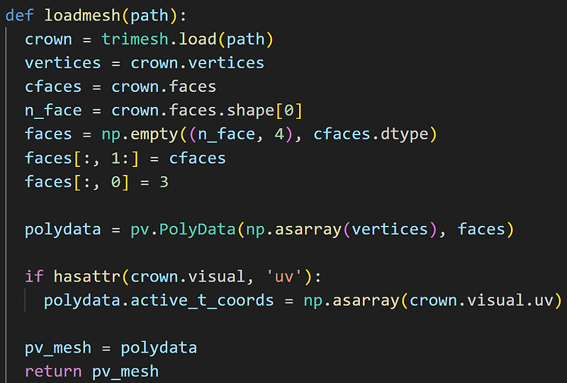 이재만 교수의 공간 :: trimesh를 pyvista mesh로 변형하는 함수