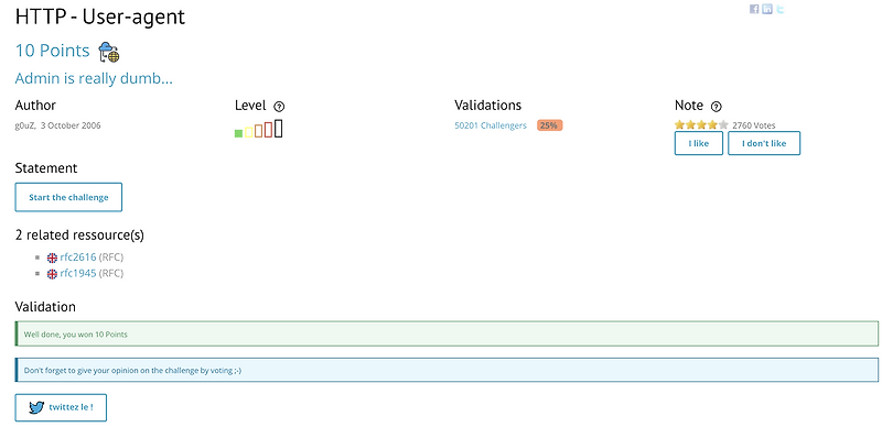rootme - HTTP - User-agent