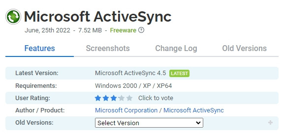 Microsoft ActiveSync 무료 다운로드