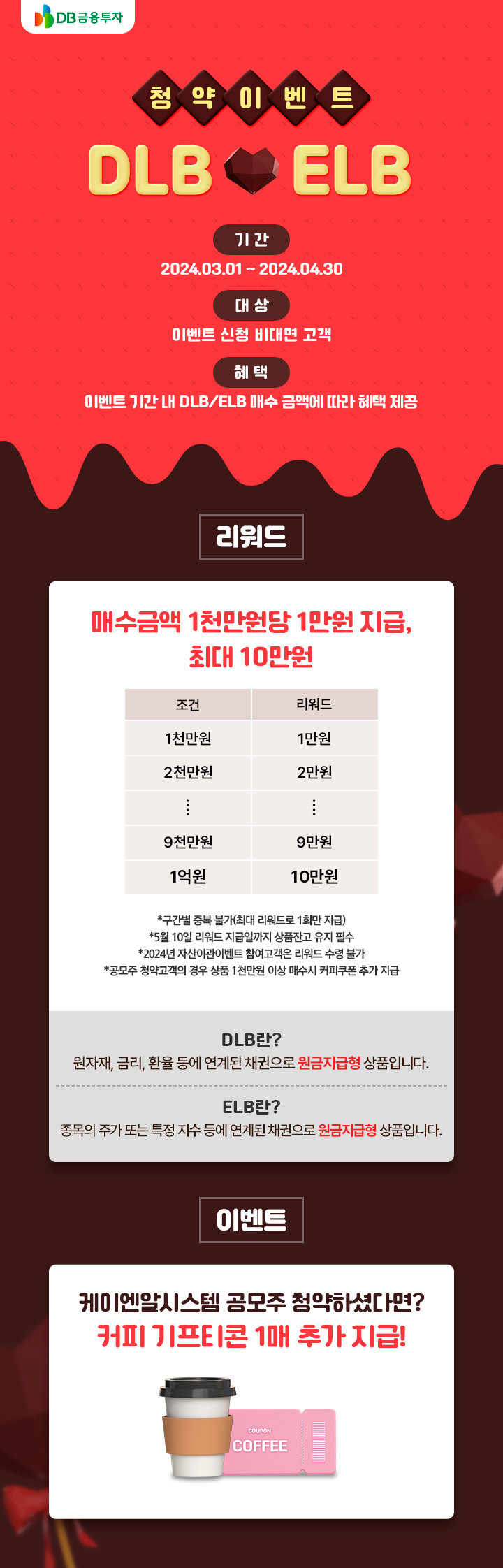 DB금융투자, DLB/ELB 청약 이벤트