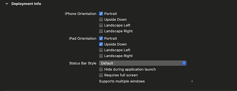 swift 앱 등록전 가로 세로 기능 체그하기