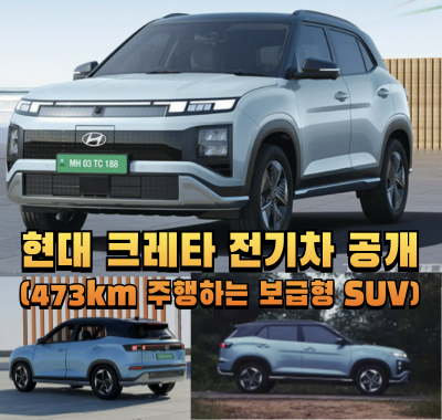 현대 크레타 전기차 공개(473km 주행하는 보급형 SUV)