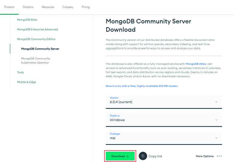 window에서 MongoDB 설치 및 실행