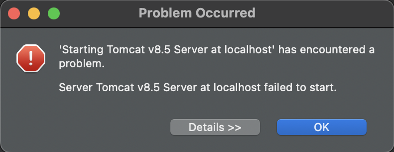 [오류] server tomcat v8.5 server at localhost failed to start — PEPSIJOA.log