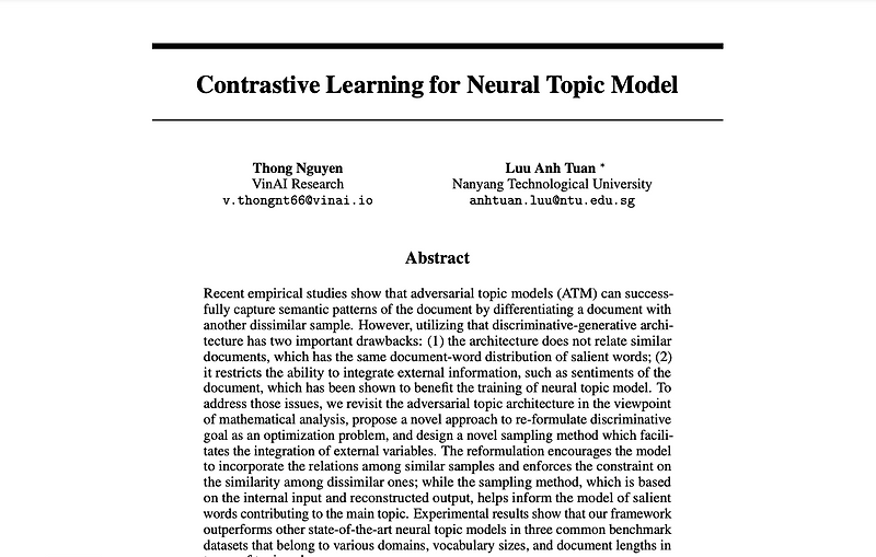 [Paper Review] Contrastive Learning for Neural Topic Model (Neurips 2021)