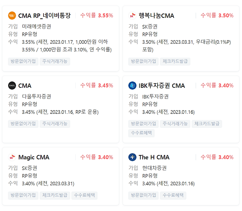 티글 투자 - SK증권 행복나눔 CMA
