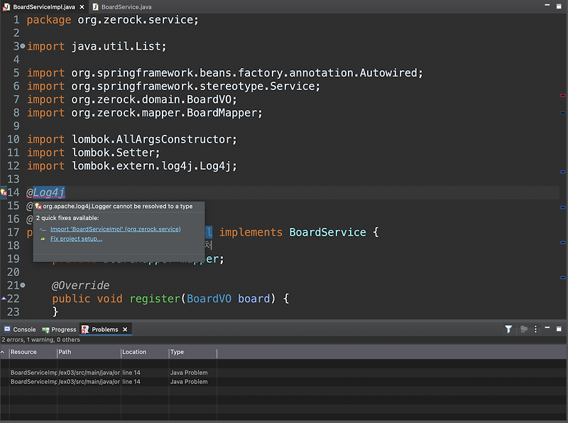 [Spring] Log4J import 에러