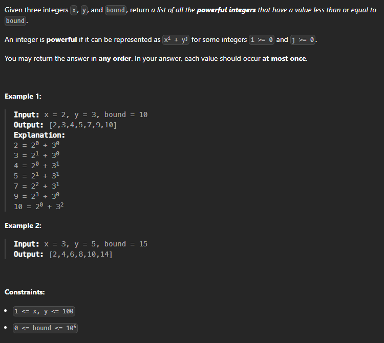 970. Powerful Integers