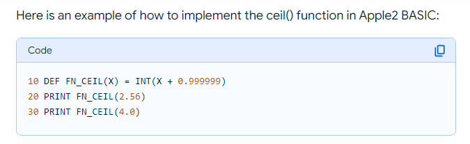 Ceil() in Apple2 Basic