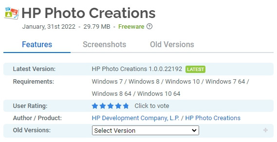 HP Photo Creations 무료 다운로드