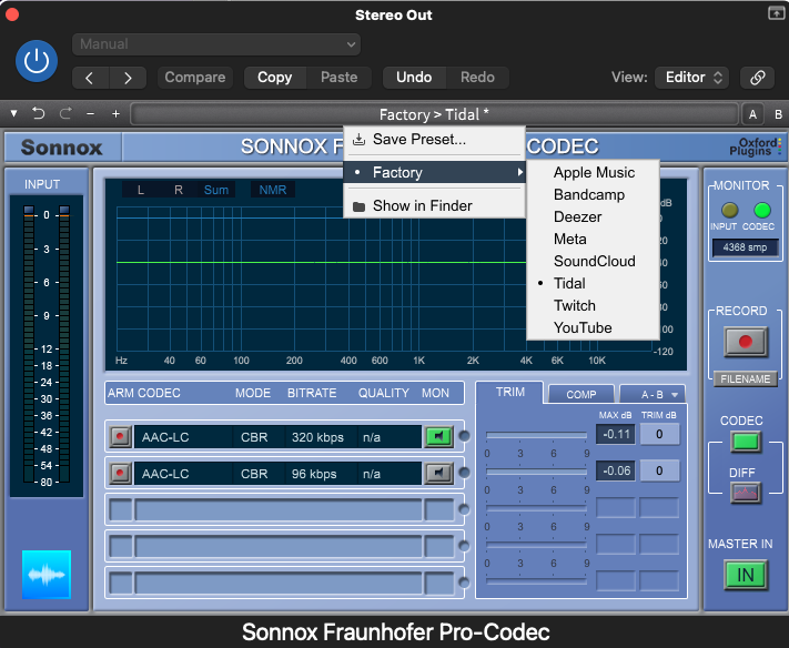 Sonnox Frauhnoher의 Pro-Codec 플러그인