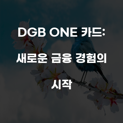 DGB ONE 카드: 새로운 금융 경험의 시작