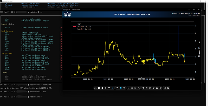 Open BB Terminal로 내부자 거래 정보 얻기 (TSLA 테슬라)