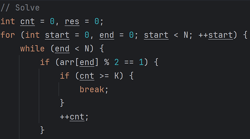 [백준 22862] 가장 긴 짝수 연속한 부분 수열 (large) [Java]