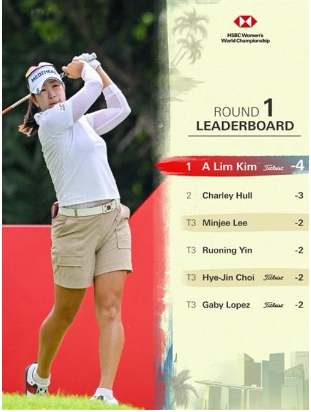 HSBC 위민스 월드 챔피언십 1라운드 결과 김아림 단독선두