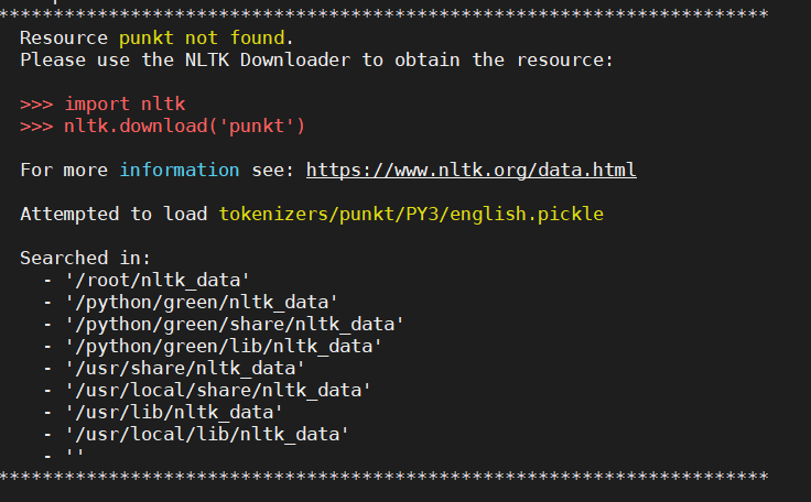[python] Please use the NLTK Downloader to obtain the resource