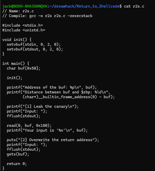 Dreamhack Return to Shellcode