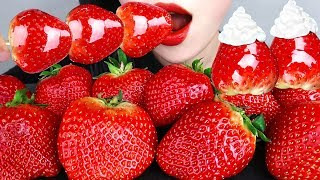 [유튜브 리뷰][Hongyu ASMR 홍유] ASMR GIANT STRAWBERRY 대왕 딸기 생크림, 딸기 탕후루 먹방 ...