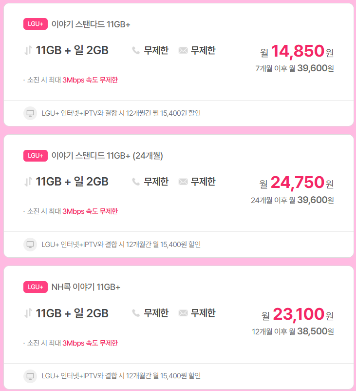 12월 알뜰폰 통신사 무제한 요금제 추천 (LGU+)