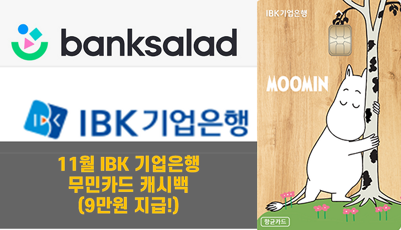 11월 IBK 기업은행 신용카드 캐시백 이벤트 (최종 지급 9만)