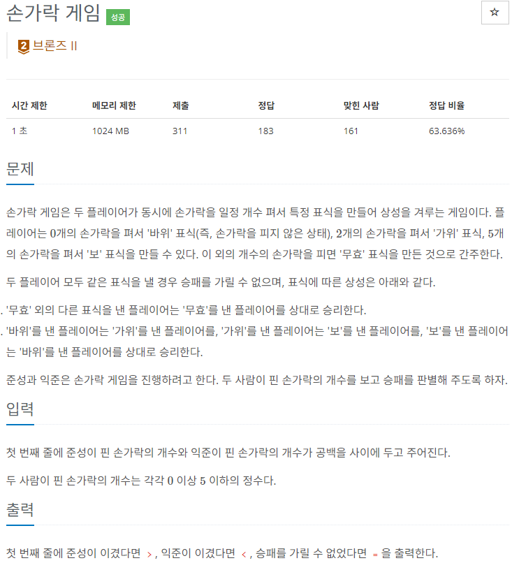 BEAKJOON - JAVA 31866번 손가락 게임 — SlowCoding