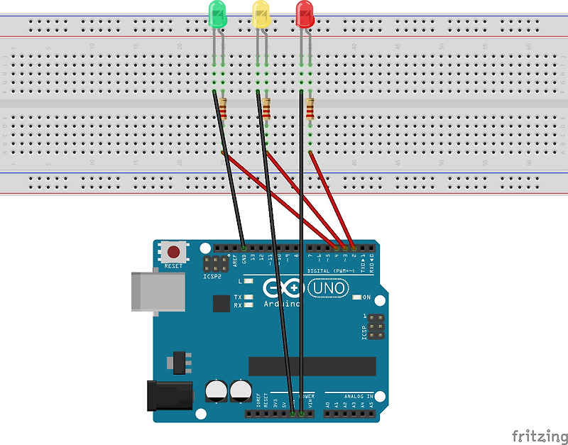 LED 3개로 신호등