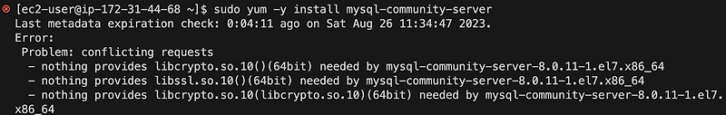 mysql 설치시 libcrypto.so.10() 에러 조치 방법