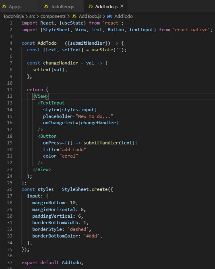 React-native/To Do App/추가 기능/Text Input