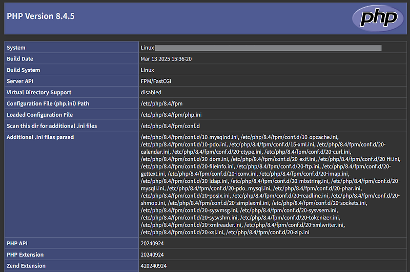 PHP8.4-fpm 연동 php.ini 설정