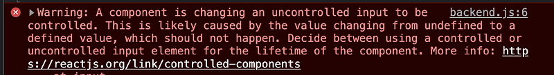 A component is changing an uncontrolled input to be controlled. 해결 방법