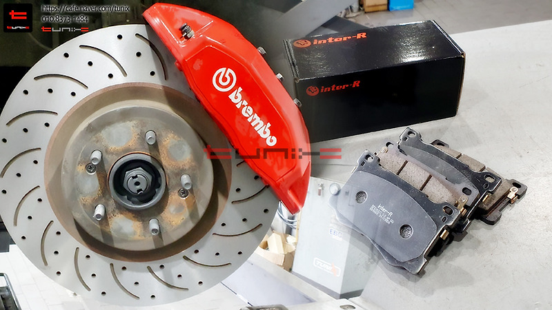 G80 만도4p 원피스 355 타공사선디스크 연마 & 인터알GG 스트리트패드 교환 - 올뉴쏘렌토 ( 대구브레이크튜닝 튜닉스 )