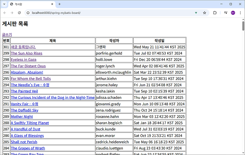 Spring Framework 게시판 1 - Spring MVC + MyBatis + MySQL