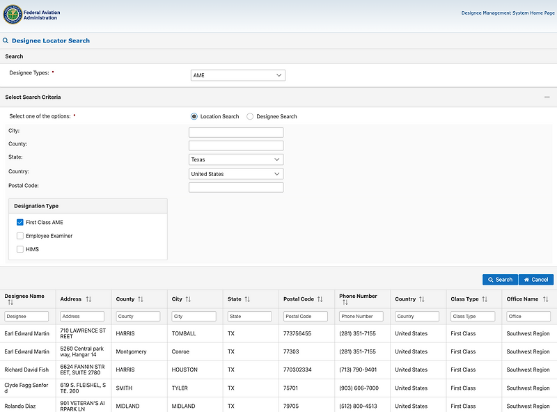 FAA Medical exam (appointment)