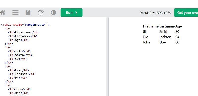 표 가운데 정렬 html (center table html)