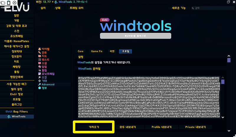 [와우 내부전쟁] ElvUI WindTools 프로필