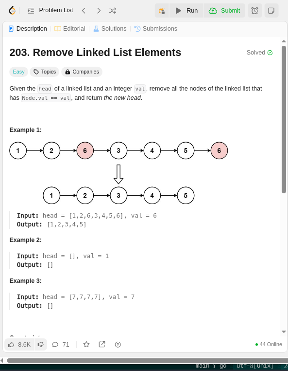 [재귀,반복문] LeetCode 203번 문제 학습