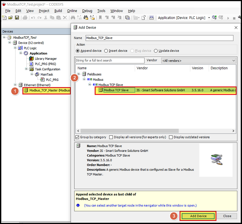 Codesys Modbus TCP Master (Client) 설정방법