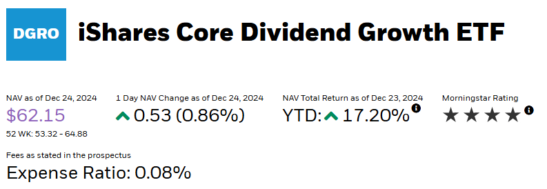 [ETF정리] iShares Core Dividend Growth ETF(DGRO)