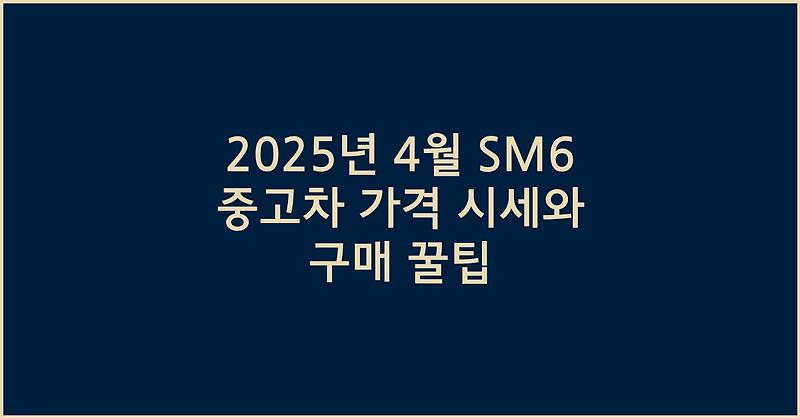 2025년 4월 SM6 중고차 가격 시세와 구매 꿀팁