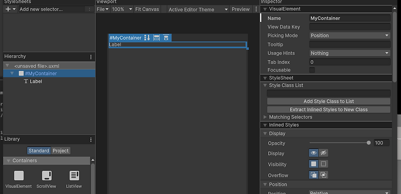 Unity UIToolkit 연구 2 : UI 배치와 선택자(Selector) - 맨텀