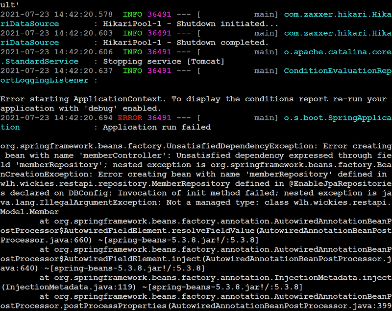[SpringBoot] org.springframework.beans.factory.UnsatisfiedDependencyException: Error creating ...