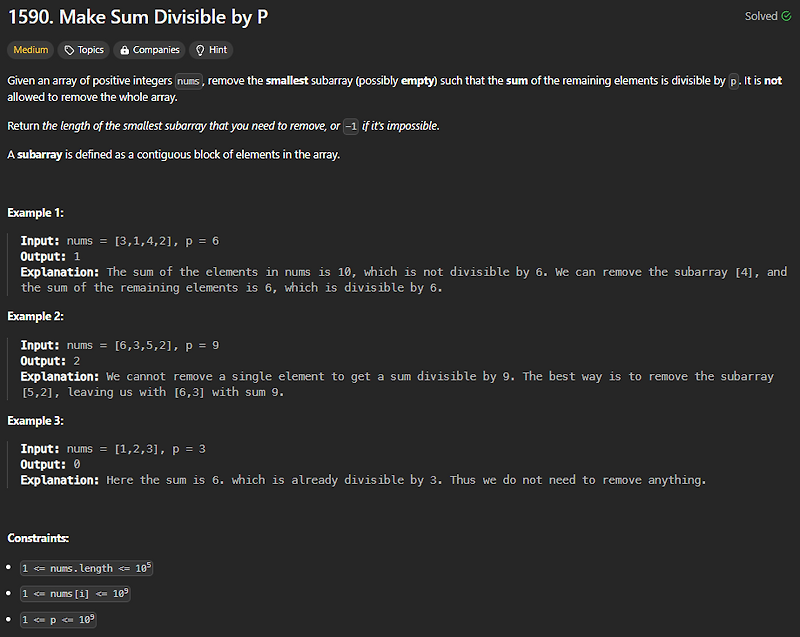 1590. Make Sum Divisible by P