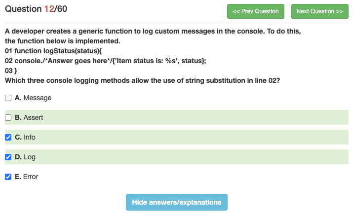 (12/60) A developer creates a generic function to log custom messages ...